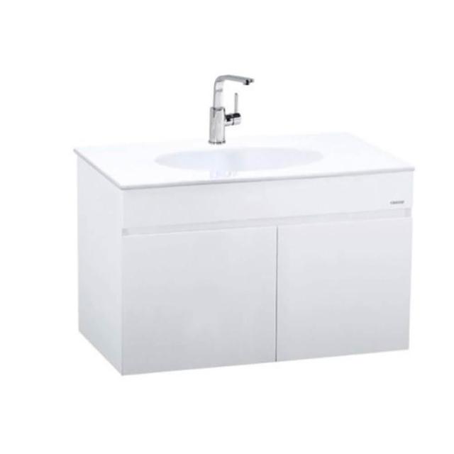 【CAESAR 凱撒衛浴】80公分防潮夾板浴櫃 白色雙開門浴櫃 面盆組 LF5026