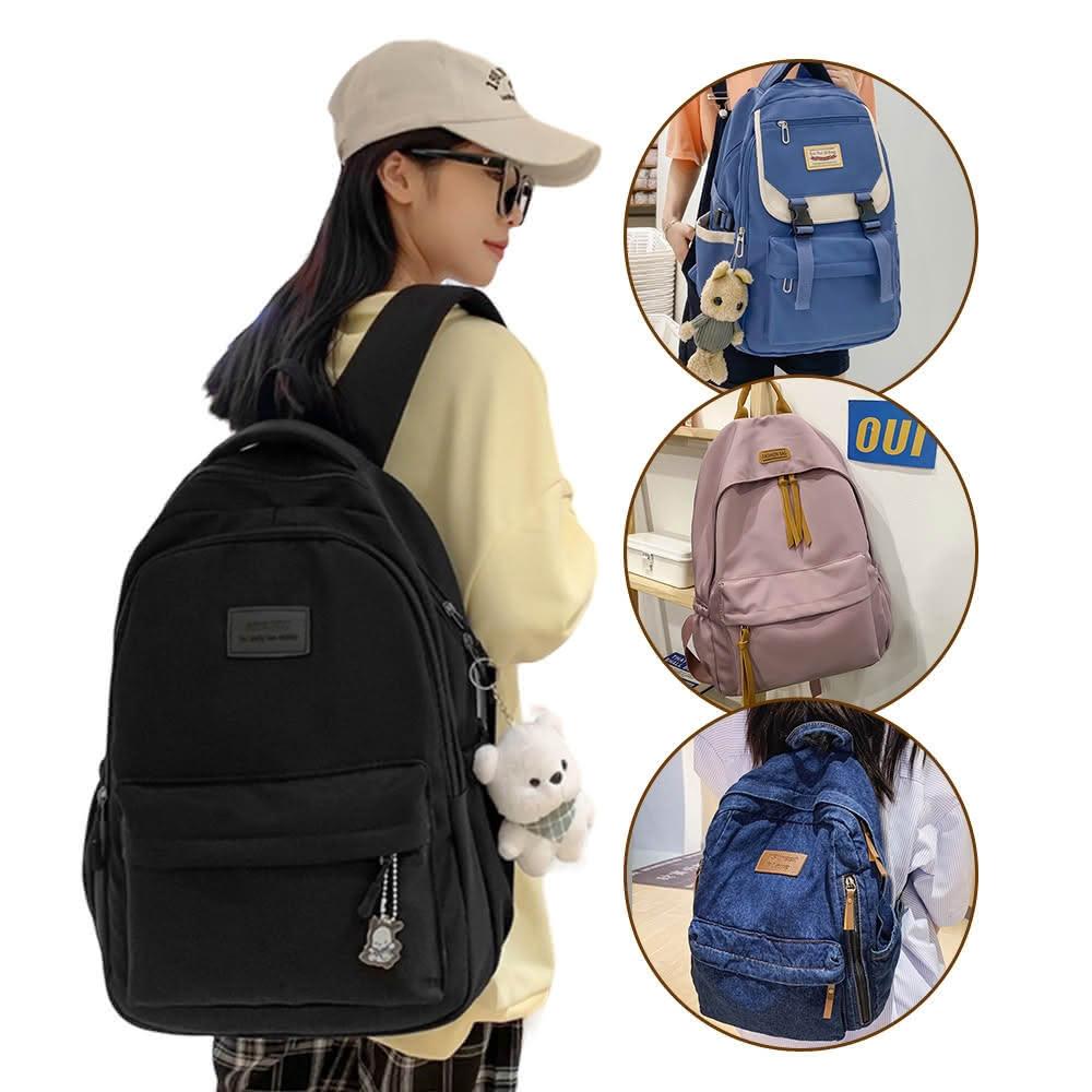 【Bliss BKK】時尚百搭文青後背包系列 雙肩包 牛仔後背包 登山包 電腦包 大容量(8種款式多色可選)