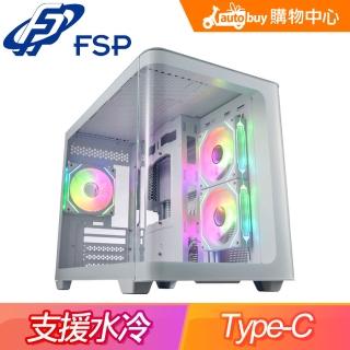 【FSP 全漢】S380-WA 全景玻璃透側M-ATX機殼《白》(卡44.5/U高16)