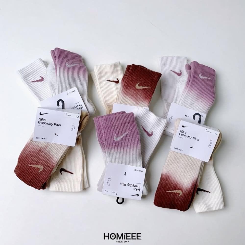 【NIKE 耐吉】Homieee Nike Everyday Plus Socks 襪子 長襪 渲染 兩雙一組 紅 紫 FQ1355
