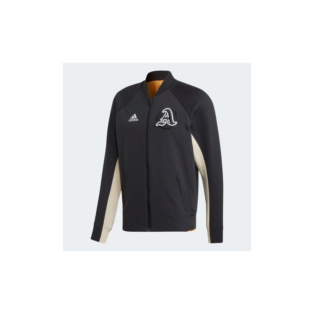 【adidas 愛迪達】ADIDAS VRCT JACKET 男裝 外套 立領 休閒 拼接 拉鍊口袋 黑 米色 EA0372秋季零碼出清