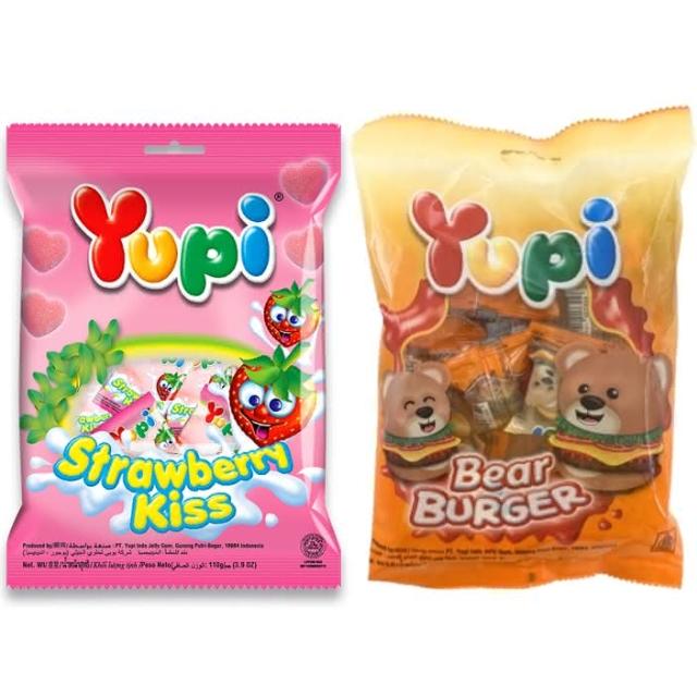 【YUPI 呦皮】YUPI 呦皮 草莓之吻 造型軟糖 草莓軟糖 心型軟糖 漢堡熊仔軟糖 漢堡 小熊QQ糖