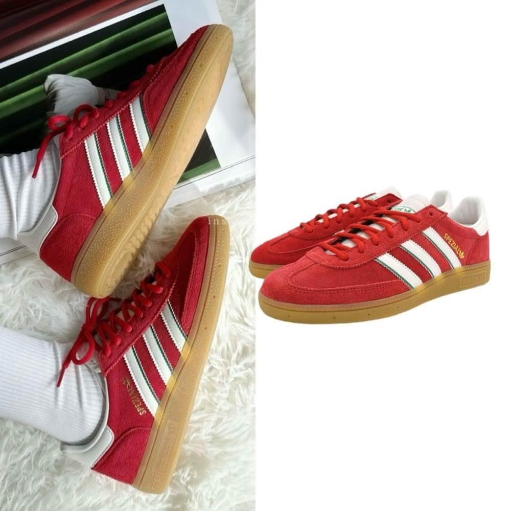 【adidas 愛迪達】ADIDAS ORIGINALS SPEZIAL HANDBALL 聖誕紅 紅 綠 焦糖底 女款 休閒鞋 運動鞋 IF9531