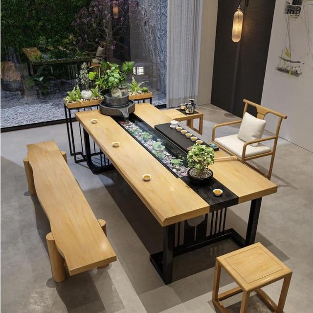 優選精品 原木大板流水茶桌 河流茶几 泡茶桌 養魚茶台 景觀一體河流桌 民宿酒店專用