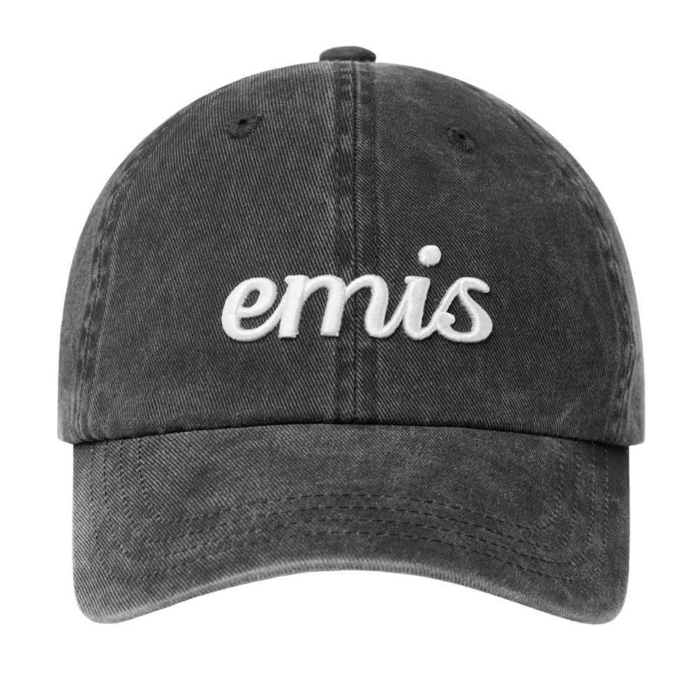 【emis】現貨+預購 韓國 emis VINTAGE PIGMENT BALL CAP 水洗感草寫刺繡棒球帽 黑色BLACK