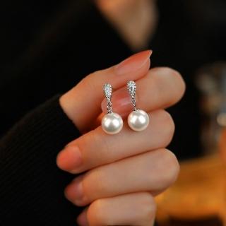【Paiya 派亞】S925純銀水滴珍珠耳釘女小衆設計高級感鑲锆耳墜複古氣質耳飾送禮好物/交換禮物