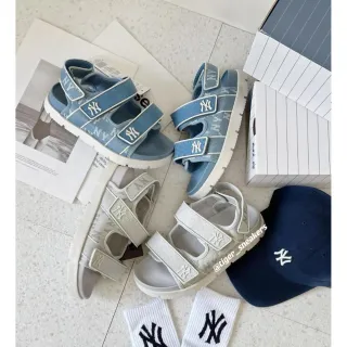 【MLB】MLB NY 滿版魔鬼氈涼鞋 涼鞋 女鞋 3ASDTPD43-50BLS / 50GRS