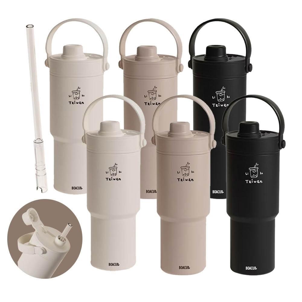 【BOACUP】贈彈跳吸管 🔥 吃貨杯 735ML 台灣原創插畫 316內膽陶瓷保溫杯 (珍奶杯 隨行杯 保溫杯 吸管杯 陶瓷杯 吸管保溫杯 吸管杯 奶茶杯) 交換禮物 聖誕禮物 FOODIE