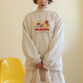 【Queenshop】Queenshop 女裝 長袖 Second Morning-檸檬慶祝派對厚刷毛衛衣 現+預 01110957