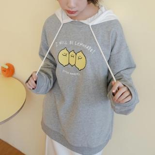 【Queenshop】Queenshop 女裝 長袖 Second Morning 笑臉檸檬刷毛衛衣 兩色售 現+預 01110971