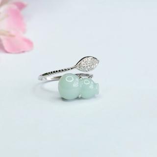 【Paiya 派亞】S925銀鑲天然翡翠葫蘆戒指緬甸玉開口指環交換禮物/送禮