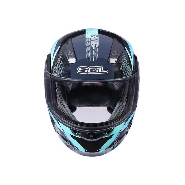 SOL Helmets SM-3可掀式安全帽 流星_黑/藍綠｜SOL安全帽官方商城(可樂帽｜汽水帽｜雙D扣｜鏡片快拆｜眼鏡溝)