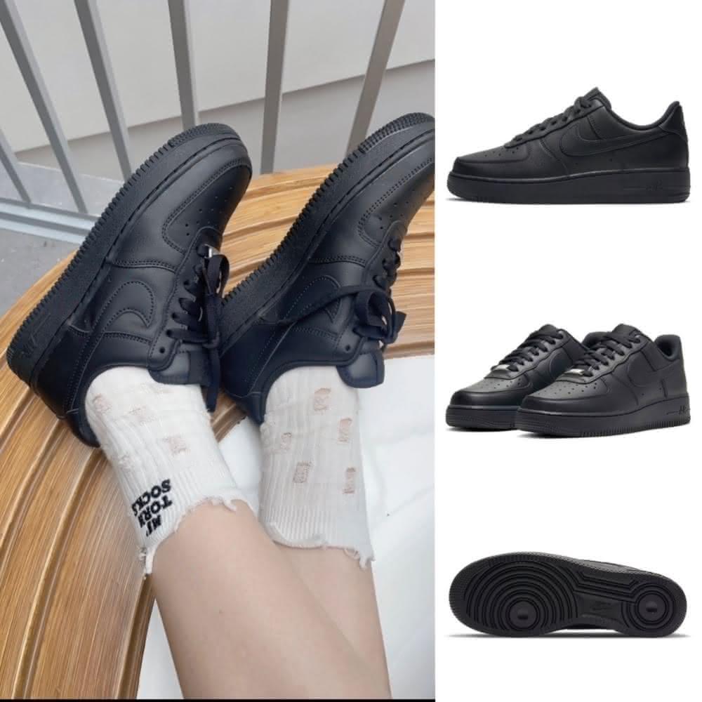 【NIKE 耐吉】Wmns Air Force 1 07 AF1 運動鞋 全黑 銀扣 nike女鞋 休閒鞋DD8959-001交換禮物