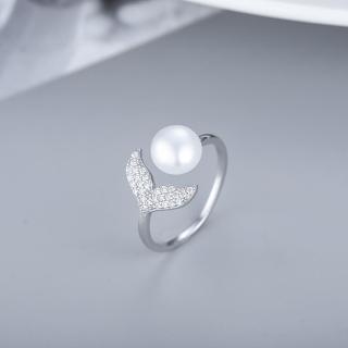 【Paiya 派亞】S925銀淡水珍珠戒指女時尚微鑲锆石魚尾指環交換禮物/送禮