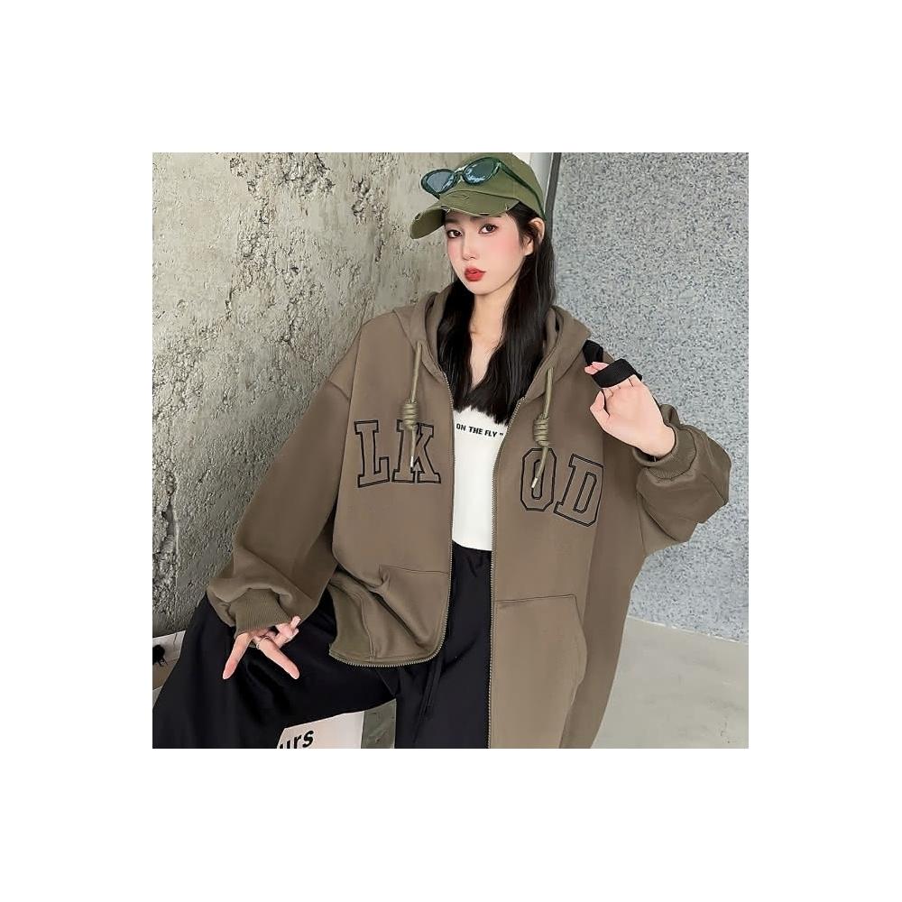 CUTNSEW LKOD休閒男友繡花連帽外套/質感英文立體繡/寬鬆版型/男友風/個性街頭風 50517
