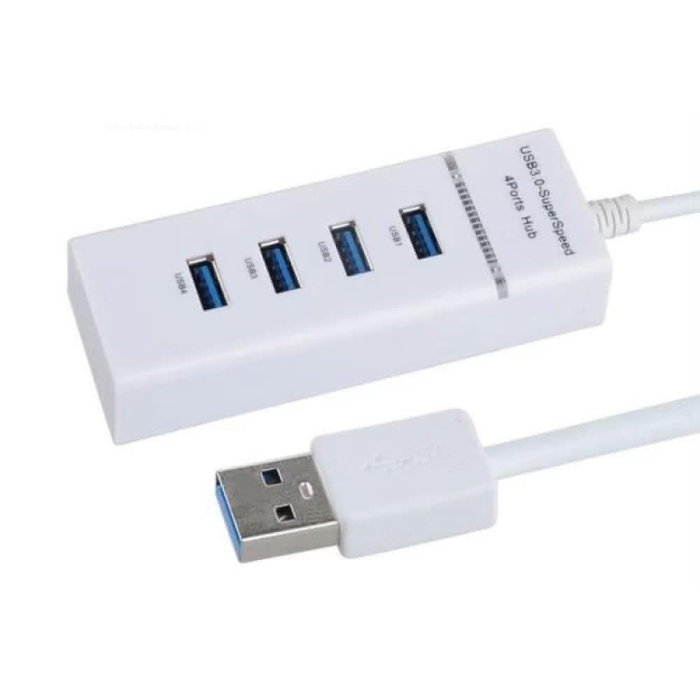 四孔USB充電HUB集線器 USB 3.0 HUB 分線器 四孔充電器 多孔USB 擴充器 - 白色 LANS
