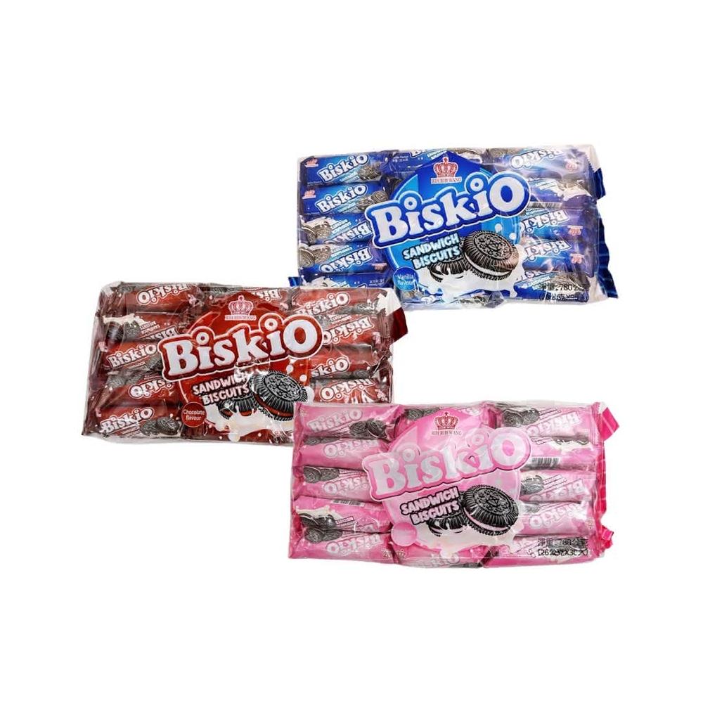【RIH RIH WANG 日日旺】日日旺 Biskio 小黑餅 巧克力 香草 草莓 夾心餅 mini OREO 迷你小黑餅 30入