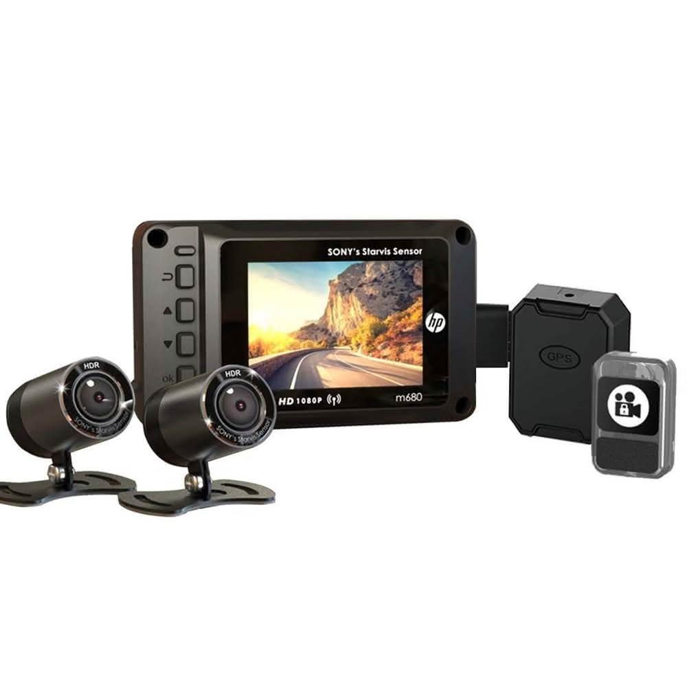 【HP 惠普】Moto Cam M680 GPS測速版 前後雙鏡高畫質數位機車行車記錄器(贈64G+車牌架)