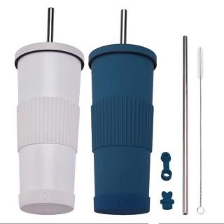 304不鏽鋼吸管杯/珍奶杯 830 ml +不鏽鋼吸管 (不鏽鋼吸管杯 吸管杯 珍奶杯 保溫杯 環保杯 隨行杯 保冰杯 飲料杯 不鏽鋼內膽)