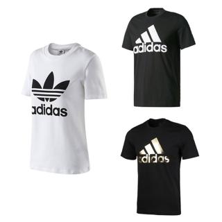 【adidas 愛迪達】三葉草 運動 短袖 短T 黑金CV4507 CD4864 白 黑