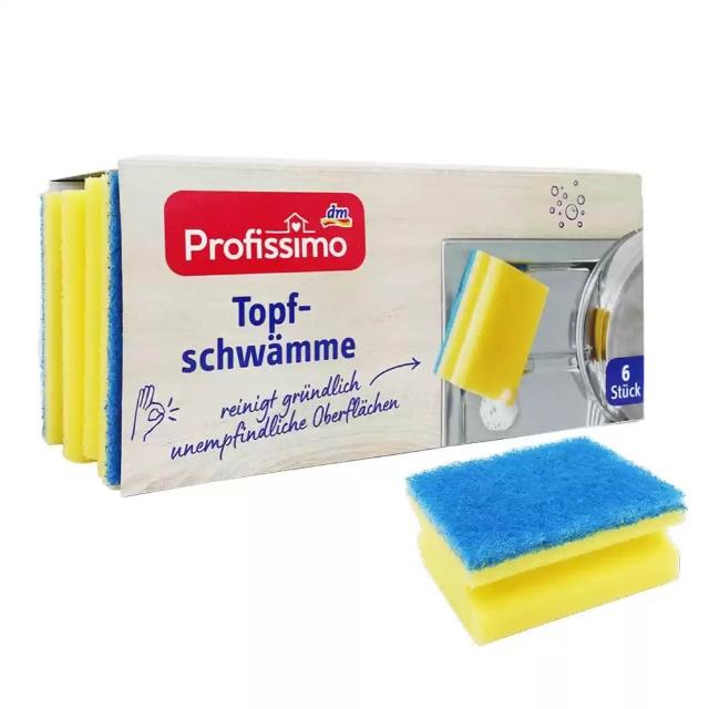 德國dm Profissimo 雙面洗碗鍋具清潔菜瓜布 海綿刷 清潔菜瓜布 不鏽鋼鍋 平底鍋 菜瓜布 6入