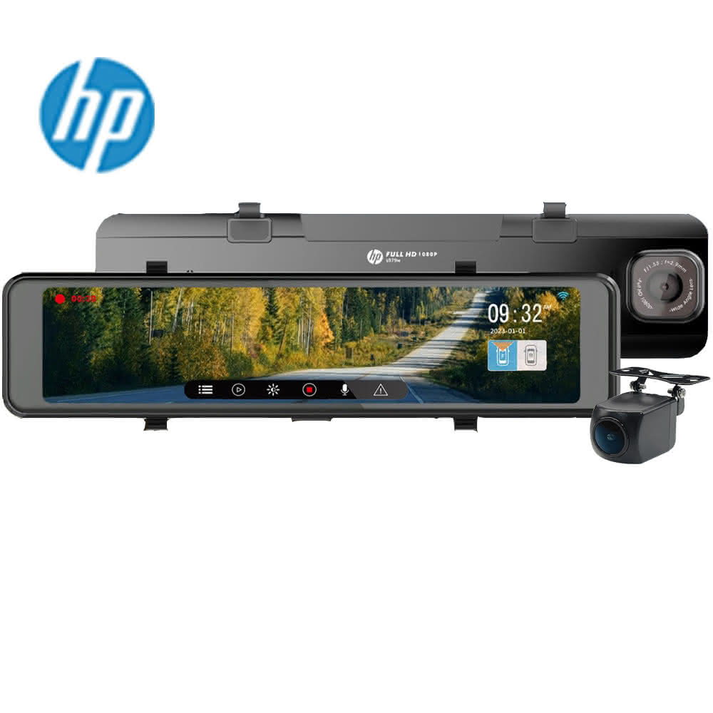 【HP 惠普】HP 惠普 S979WGPS WIFI 電子後視鏡 行車紀錄器 前後雙錄 GPS 支援OTA雲端韌體更新 贈32G記憶卡