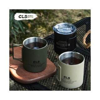 【尋露】CLS 304不鏽鋼雙層加厚320ml露營杯 摺疊把手 贈蓋子(三色任選)