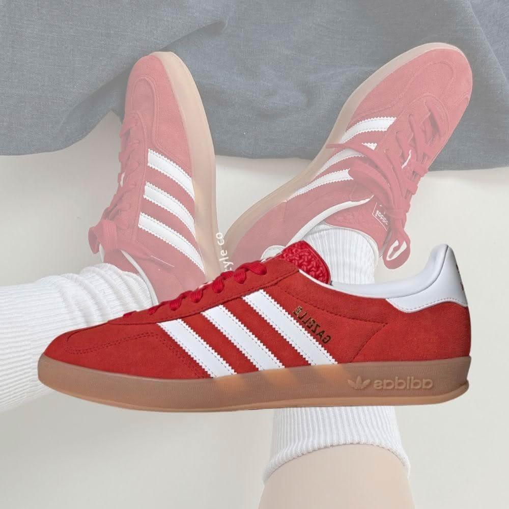 【adidas 愛迪達】ADIDAS GAZELLE INDOOR 正紅色 焦糖底 麂皮 JI2063 男女鞋
