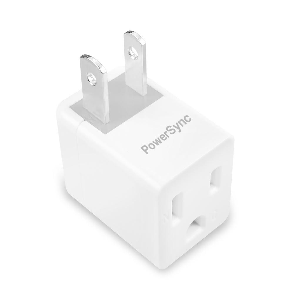 【PowerSync 群加】轉接插頭 L型 3P轉2P電源轉接頭-TYBA9-白色