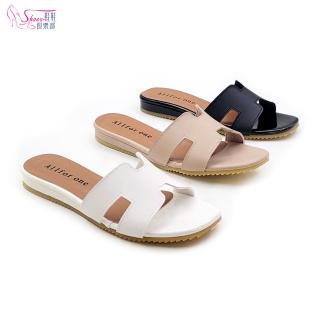 【ShoesClub 鞋鞋俱樂部】時尚質感輕軟H造型平底拖鞋 女鞋 023-A404 (現貨+預購）