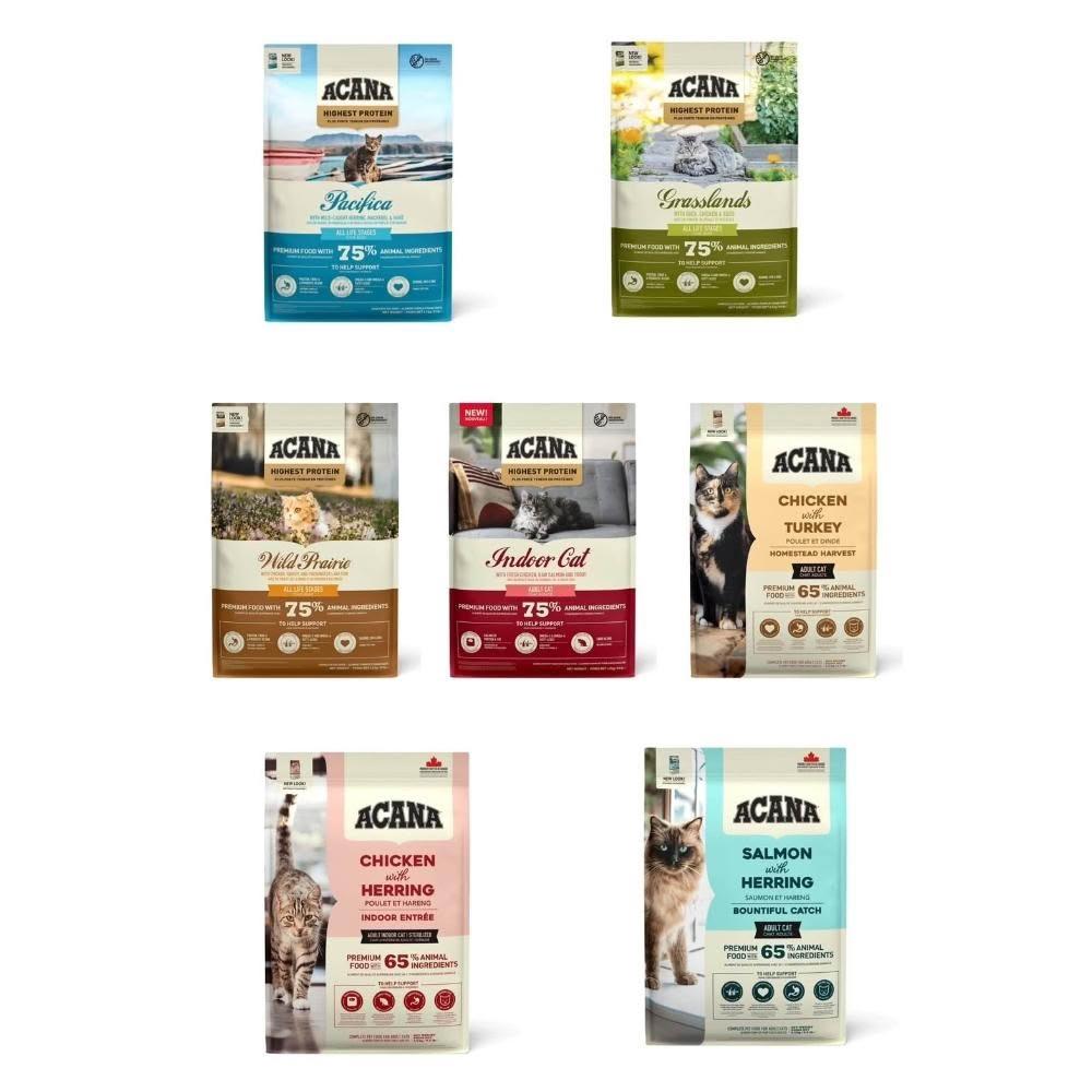 【ACANA】愛肯拿ACANA無穀配方貓飼料1.8kg/4.5kg(海洋盛宴/農場饗宴/室內開胃貓/豐盛漁獲/田原收穫/草原盛宴/無穀高蛋白室內貓)