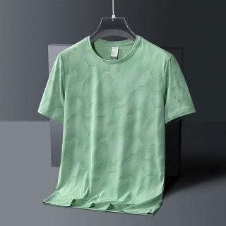 L-8XL 135公斤大呎碼 冰絲短袖t恤 休閒短袖t恤 寬鬆T恤衫 t shirt 男 冰絲涼感上衣 彈力速乾衣 吸濕排汗衣 短袖上衣 運動衣 健身衣