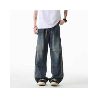 2025夏季 M-8XL 130公斤大呎碼 薄款牛仔褲 喇叭褲 鬼洗牛仔褲 牛仔丹寧長褲 直筒牛仔褲 寬鬆透氣褲 寬褲 彎刀褲 闊腿褲 拖地褲