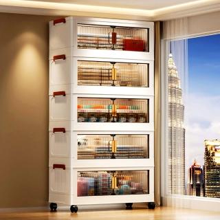 【Mr.Box】65面寬折疊前開式五層收納櫃/收納箱附滑輪