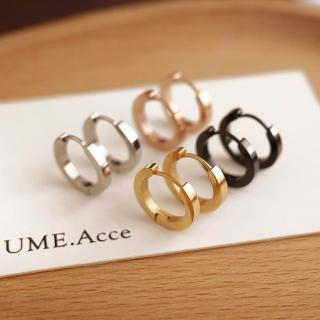 【UME.Acce】窄邊圈圈鈦鋼耳環 | 洗澡可戴/不退色鋼耳環/鋼鍍18K金