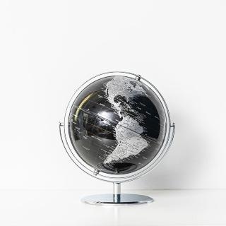 【SkyGlobe】SkyGlobe 10吋精緻黑色360度旋轉地球儀(英文版)-銀色底座