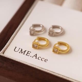 【UME.Acce】迷你方鋯耳扣耳環 | 整隻純銀耳環/S925純銀/耳骨釘/耳骨扣/耳釘耳環/短款耳環/小耳環