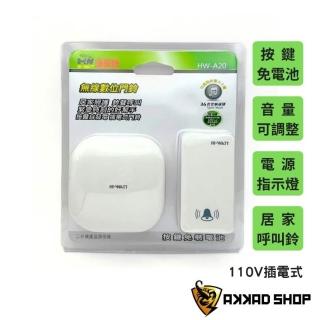 【PRO-WATT】原廠公司貨 海威特 HW-A20 自發電無線數位門鈴 按鍵免電池 台灣出貨