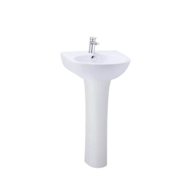 【CAESAR 凱撒衛浴】40cm瓷盆+長瓷腳組 L2140S單孔面盆/ L2140D 雙孔面盆(面盆、浴室、衛浴)