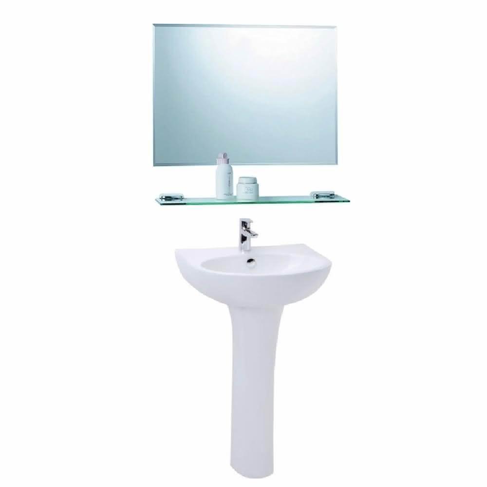 【CAESAR 凱撒衛浴】超值衛浴三式套組 L2152S 50cm凱撒面盆+面盆龍頭+除霧鏡子 (浴室、衛浴、面盆)