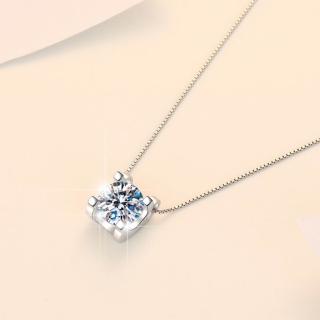 【KEDDY】一克拉-吊墜-女生項鍊-項鍊女-項鍊-鑽石項鍊-莫桑鑽-生日禮物-高級感-鑽石-銀飾-純銀項鍊-飾品-s925銀