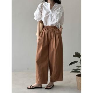 M SELECT 2025夏季新款 無印文青風高腰工裝褲 薄款棉質直筒蘿蔔褲 寬鬆休閒長褲