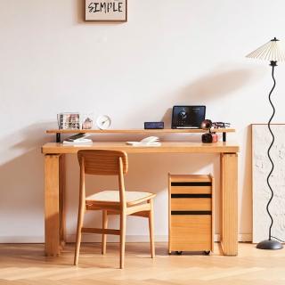 新品下殺🔥售後無憂 日式實木書桌 電腦桌帶增高架 台式電腦桌 傢用工作台 簡約臥室辦公桌 學習桌 實木電腦桌