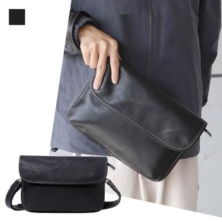 【MoonDy】頭層牛皮 男生包包 日系包包 斜背包 橫款包 植鞣皮 郵差包 包包男 大容量 通勤包 真皮包包