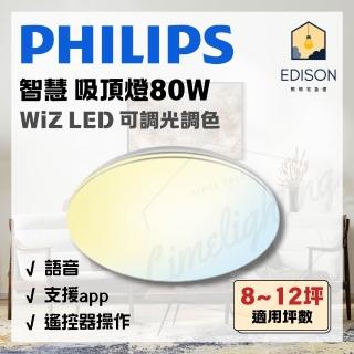 【Philips 飛利浦】飛利浦 PHILIPS WiZ 智慧 LED 吸頂燈 80W 星鑽款 可調光調色 多種操控方式 8-12坪