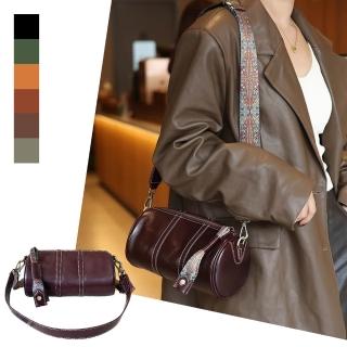 【MoonDy】包包 單肩包 側背包 真皮包包 韓國包包 可愛包包 側背小包 枕頭包 圓筒包 牛皮包 紅色包包 生日禮物 女生實用