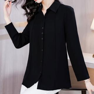 【麗質達人】3111黑色翻領襯衫-LY(L-5XL)