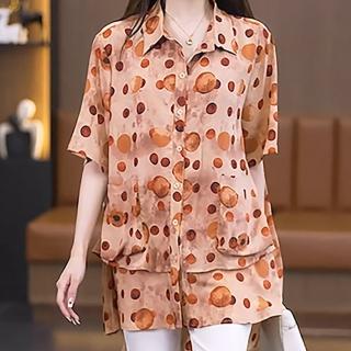 【麗質達人】2772橘色印花上衣LY(L-5XL)