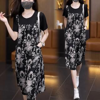 【麗質達人】5666黑色假二件洋裝LY(L-5XL)