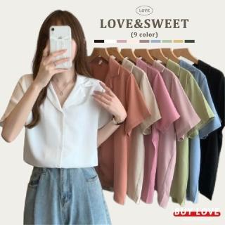 【BUY LOVE 買到戀愛】隔日到貨 原版短袖襯衫 西外 多巴胺穿搭 質感優 翻領襯衫 西外襯衫 雪紡襯衫 FM980